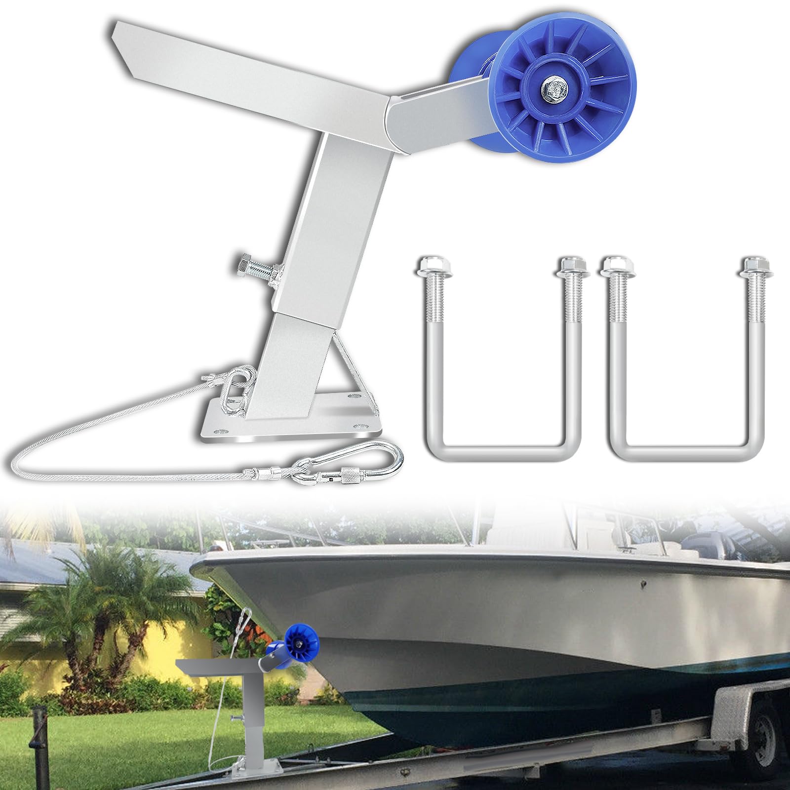 DNShorix Boat Trailer Winch Post with Roller, Fits 3" W x 4" H Trailer ...