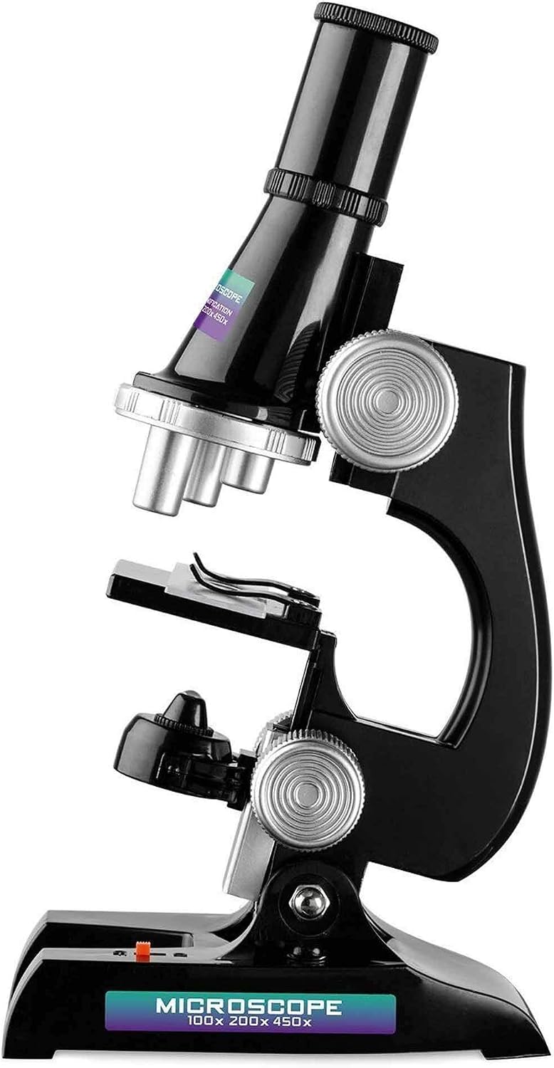 Kids Science Project Microscope Set with Light and 100x, 200x, 450x ...