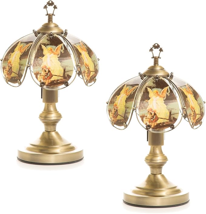 OK Lighting OK-603AB-AN3 14.25-Inch Touch Lamp with Angel Theme ...