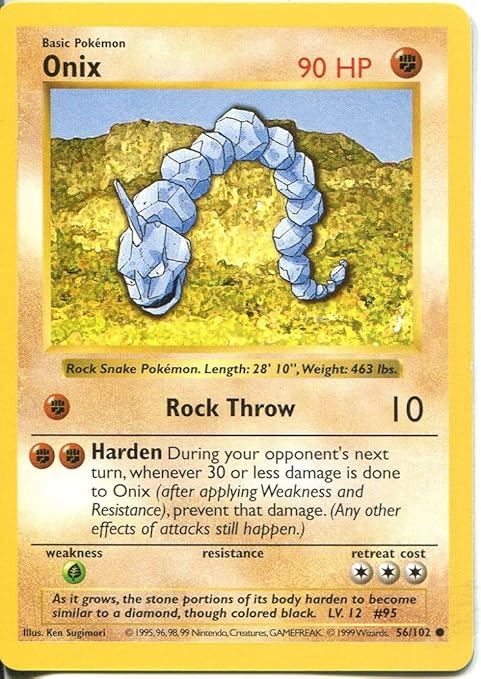 Pokemon Onix Base Card original 56/102 Pokémon Individual Cards Pokémon ...