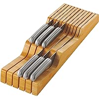 Utoplike in-Drawer Knife Block Bamboo Kitchen Knife Drawer Organizer ...