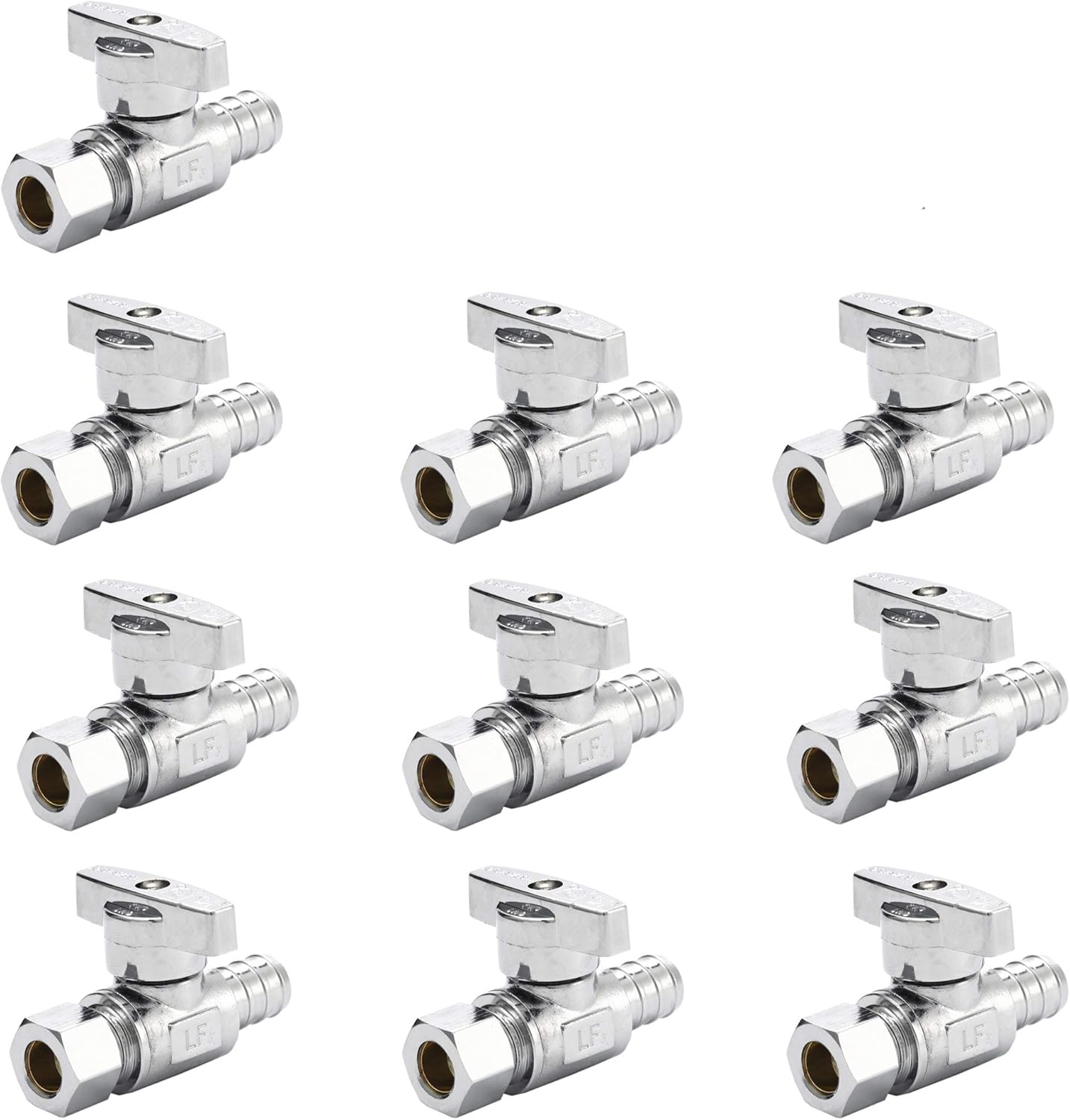 Tremax Straight Stop Valve 10 Pack, 1/2'' Pex x 3/8'' OD Compression ...