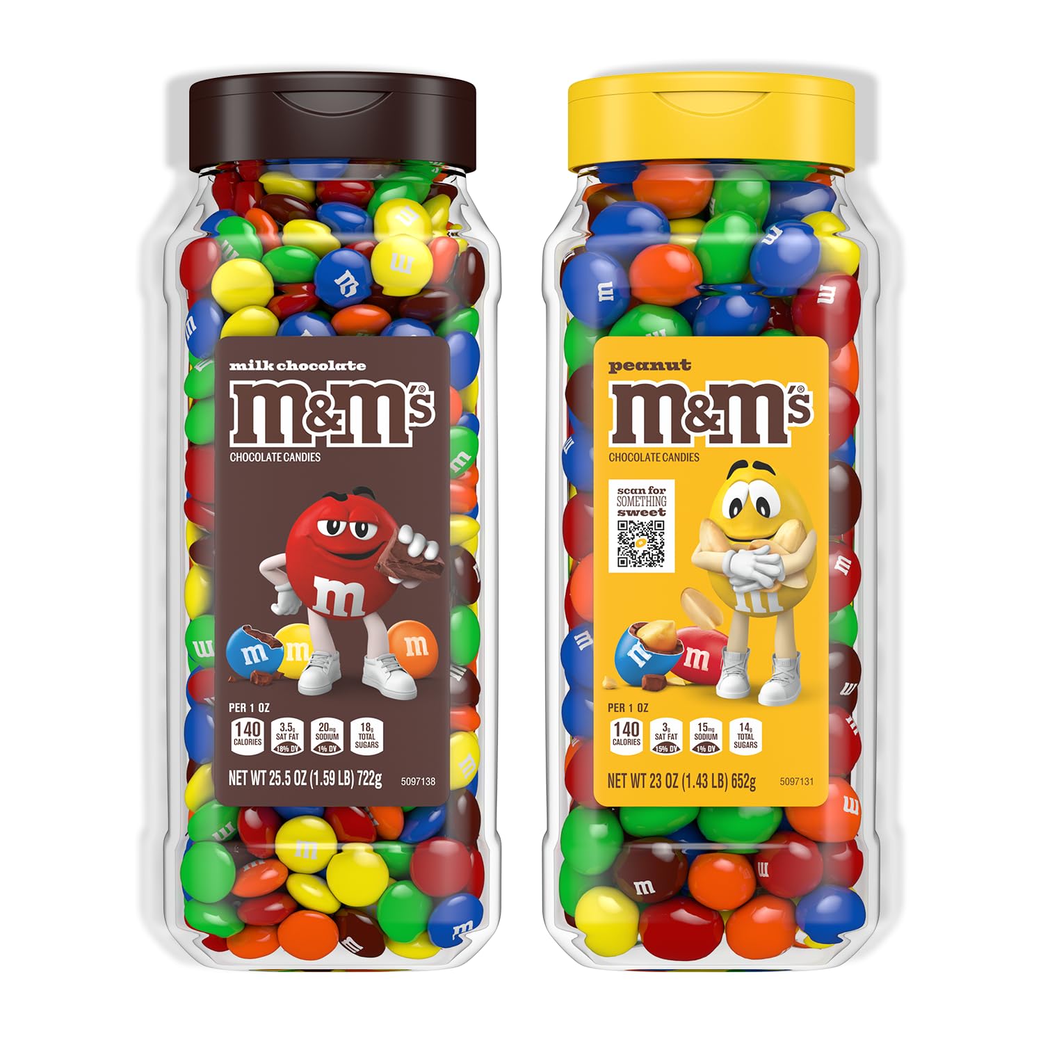 M&M’s Milk Chocolate and M&M’S Peanut Bulk Candy Jars, Assorted Chocolate Candies, Party Size ...