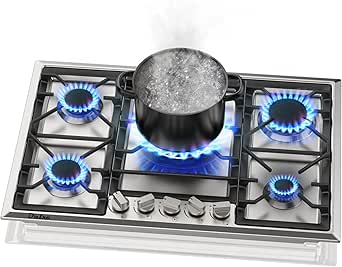 Amazon.com: 30 Inch Gas Cooktop with 6 Metal Knob, Dalxo 5 Italy ...