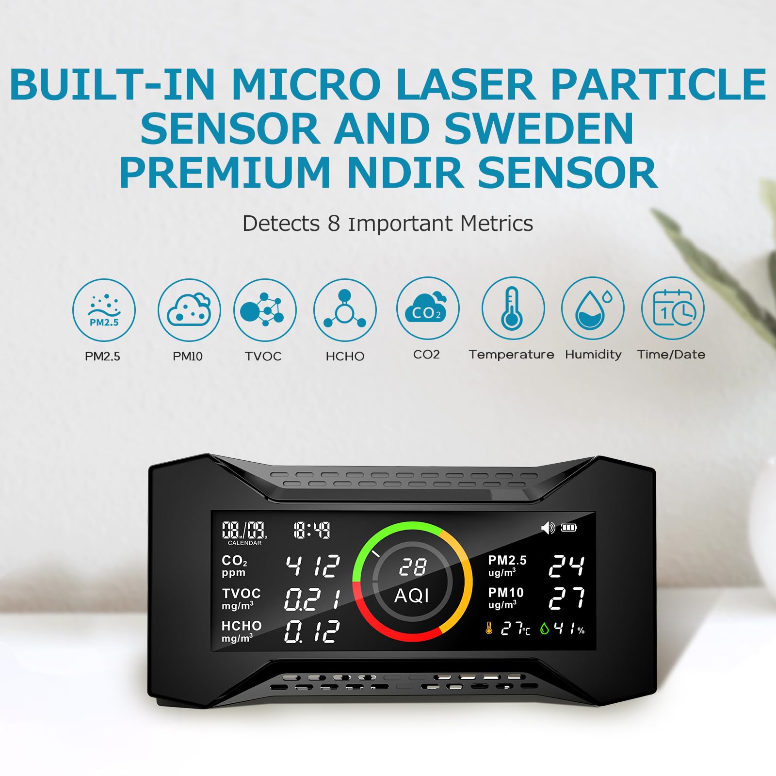 Mua Simbow Air-Guardian AQ Air Quality Monitor, Indoor CO2 Monitor (PM2.5, PM10, CO2, VOC ...