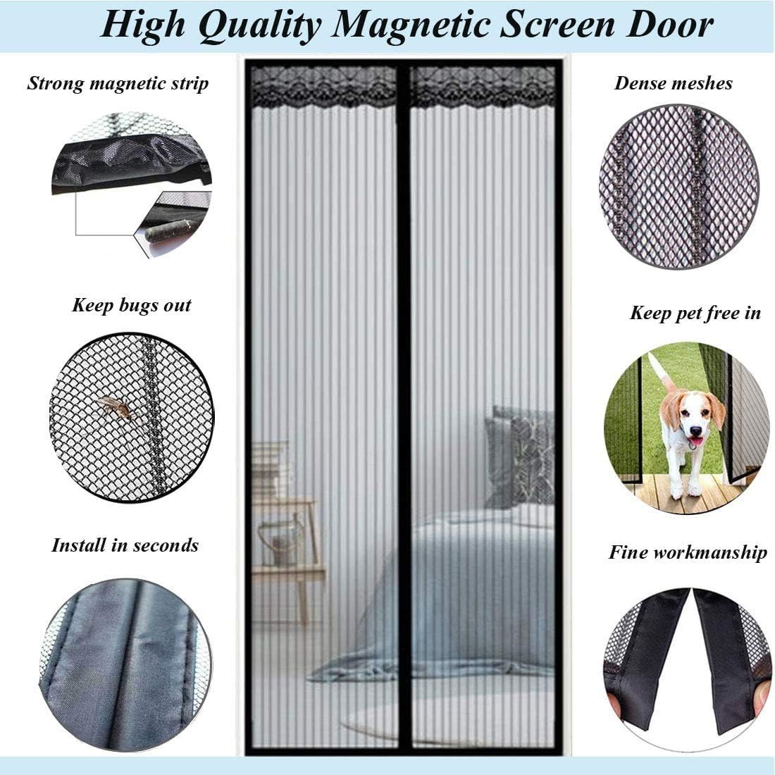 KAHEIGN 90 x 210CM Magnetic Door Screen Fly Insect Screen Mesh Door ...