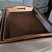 Amazon.com | Set of 3 Large Serving Trays w/Handles Nesting Breakfast ...