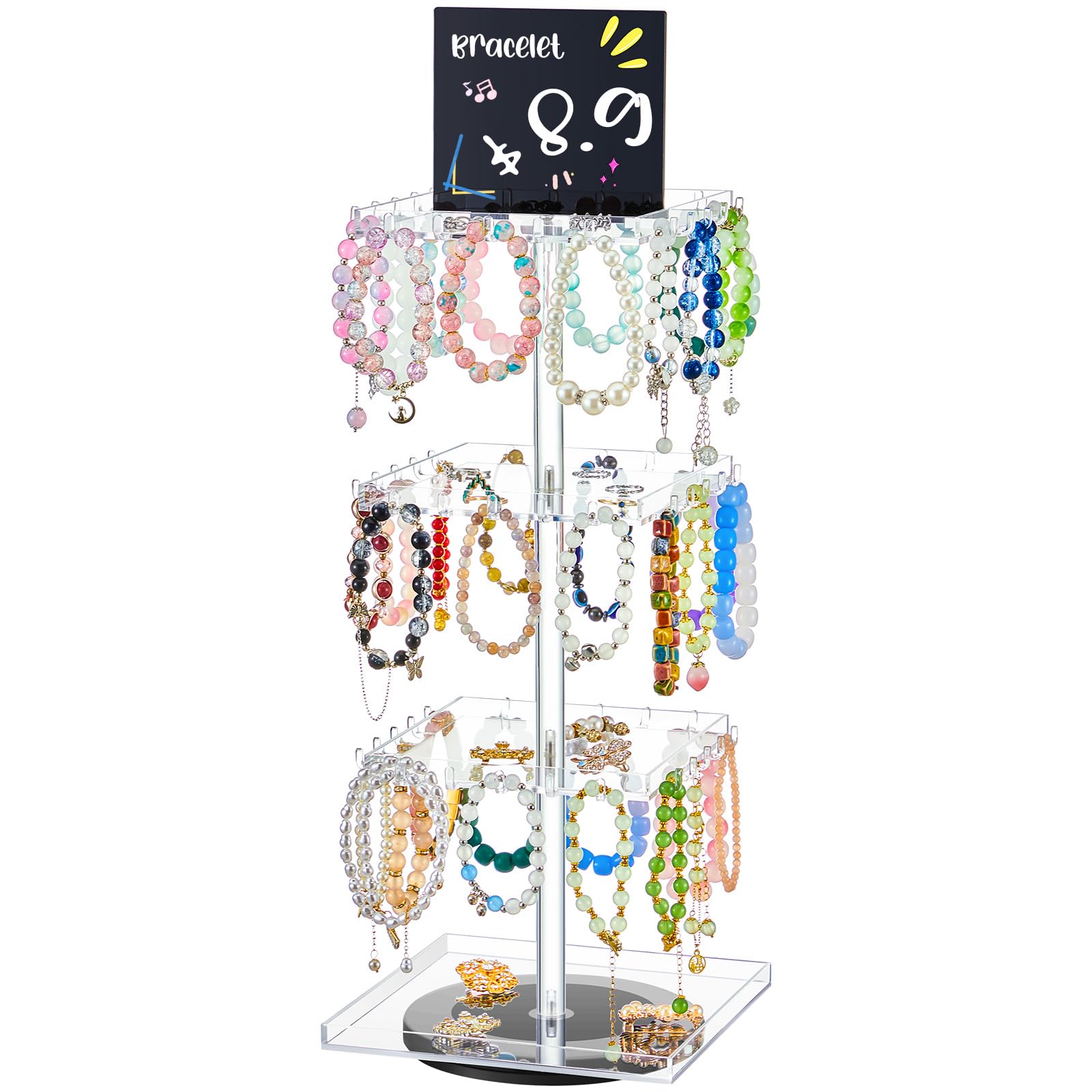 RattanView Acrylic Bracelet Holder Rotating Display Bracelet Organizer ...