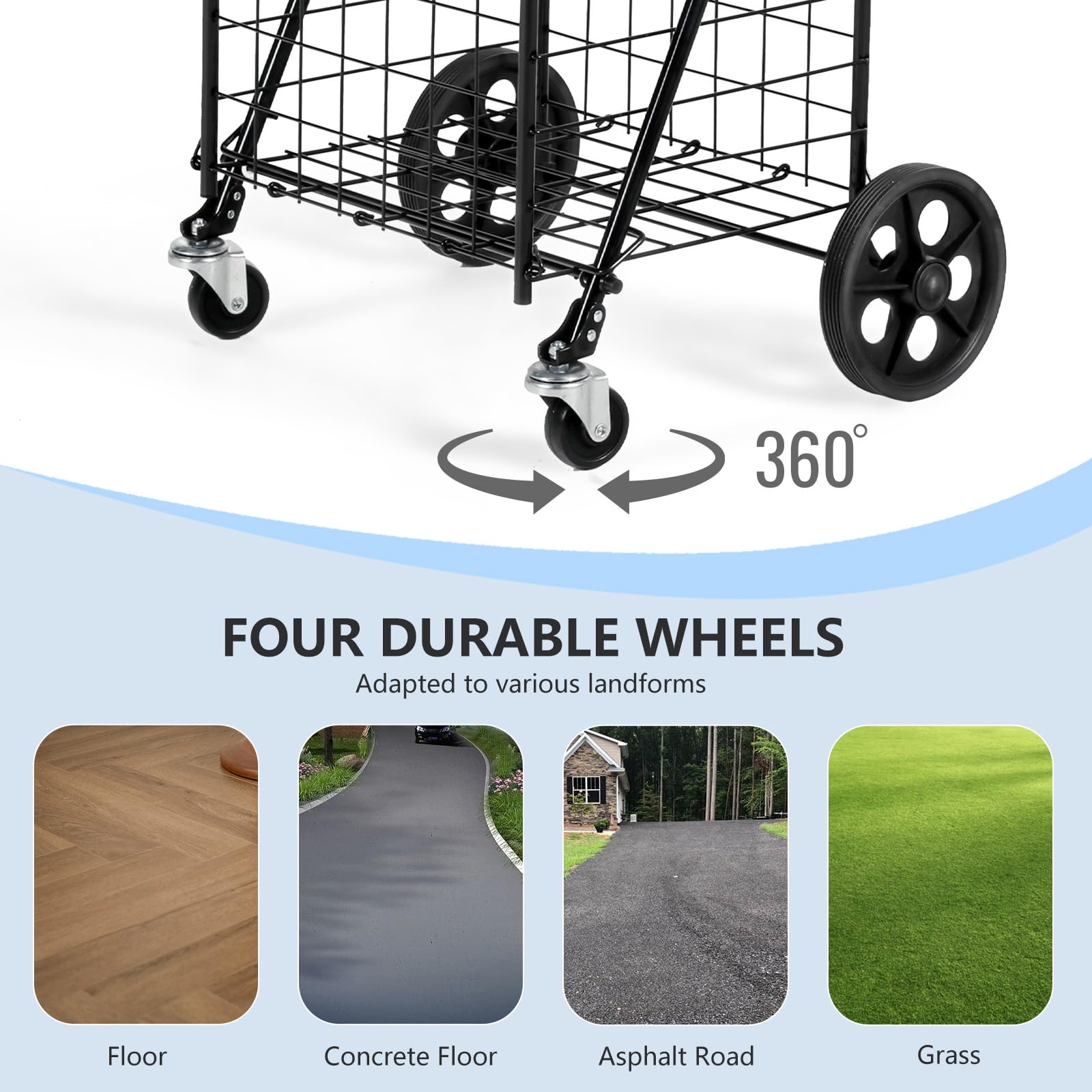 Mua MARSTAR Folding Shopping Cart w/Rolling Swivel Wheels, Utility Cart ...