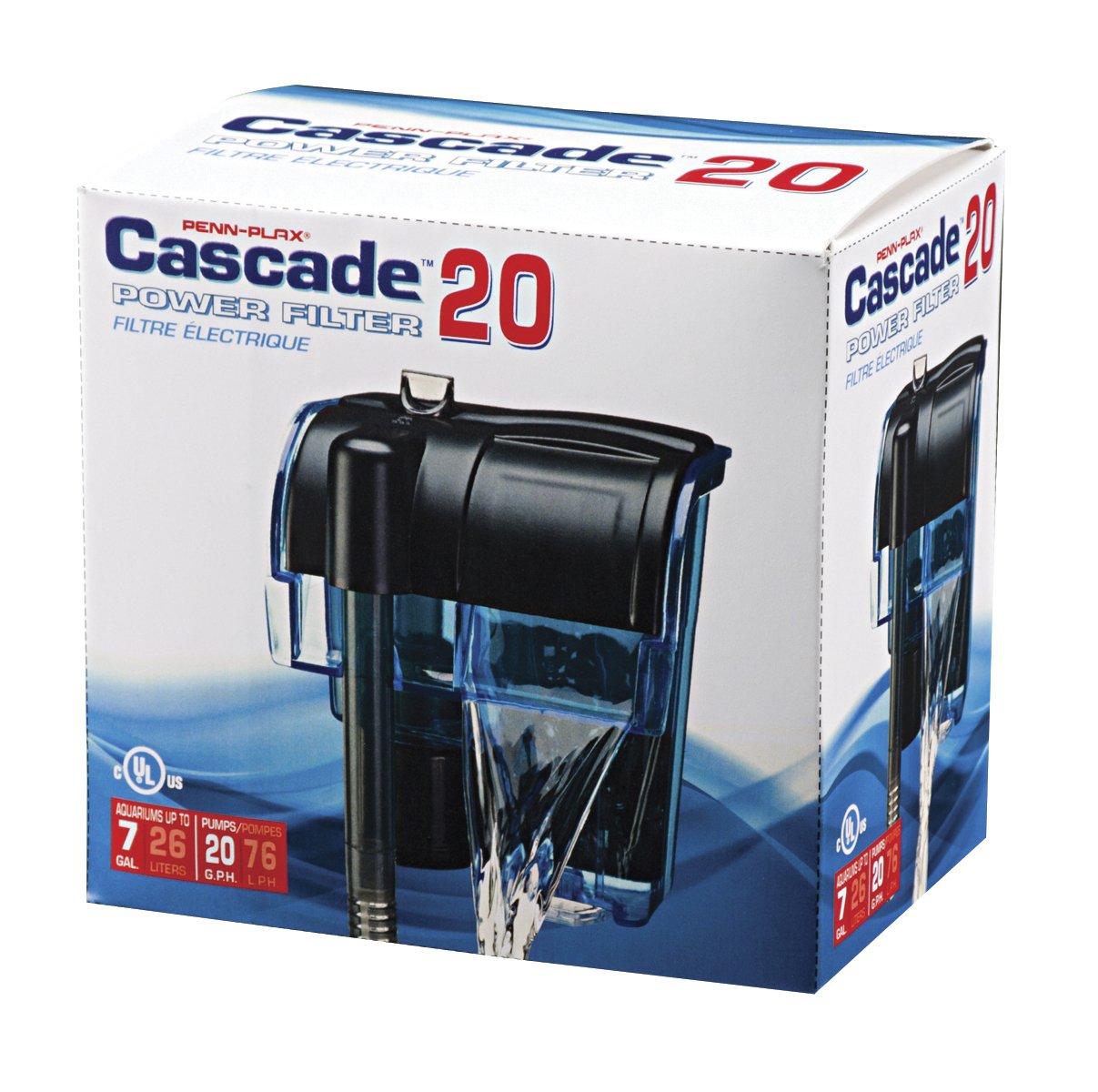Cascade 20 Power Filter - Hang-On Aquarium Filter with Quad Filtration ...