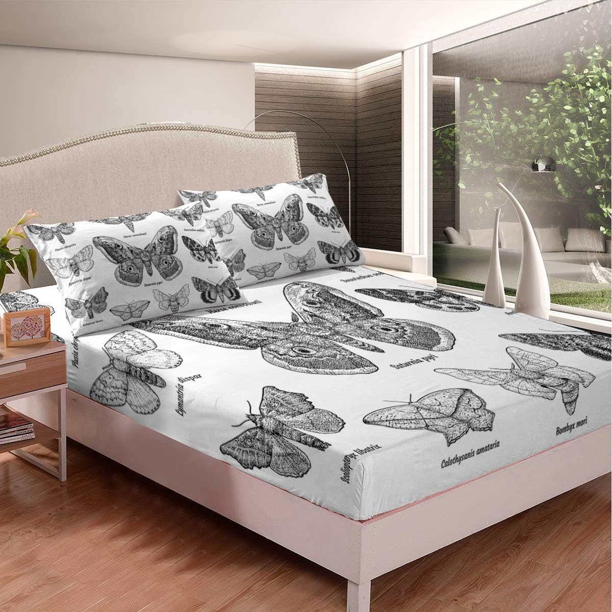 Moth Bedding Set Flying Insects Pattern Bed Sheet Set for Kids Boys ...