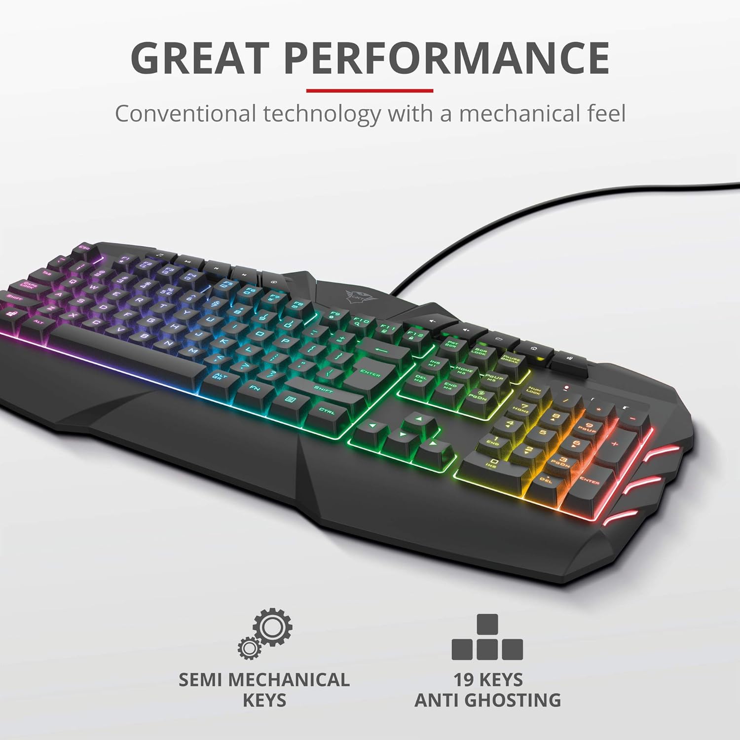Trust Gaming Keyboard Gamer RGB Semi-Mechanical GXT 881 ODYSS LED ...