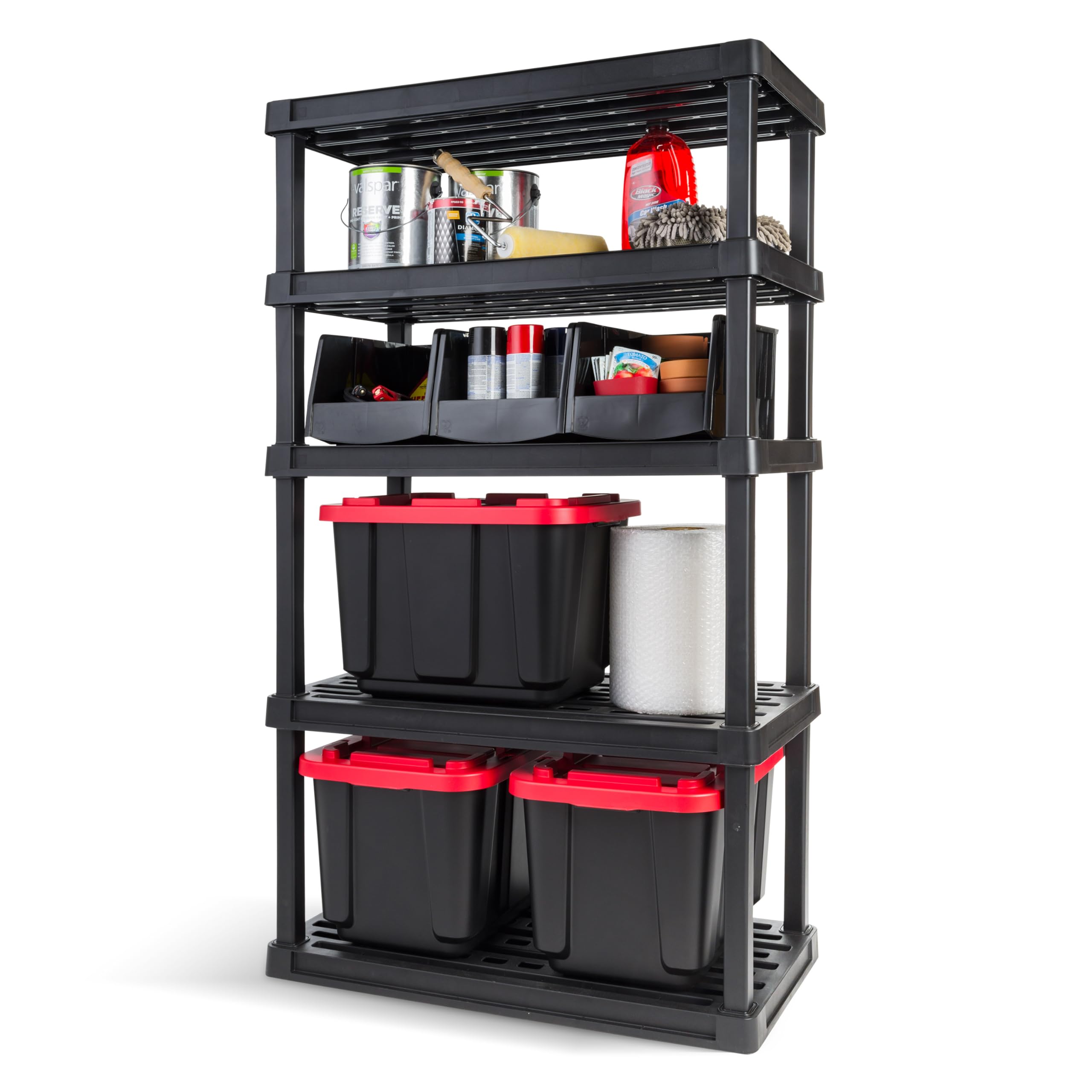 IRIS USA 5-Shelf Heavy Duty Plastic Storage Shelves, 500lb Capacity, 68 ...