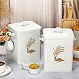 Amazon.com: Hushee 2 Sets Metal Rice Storage Container Square Rice ...
