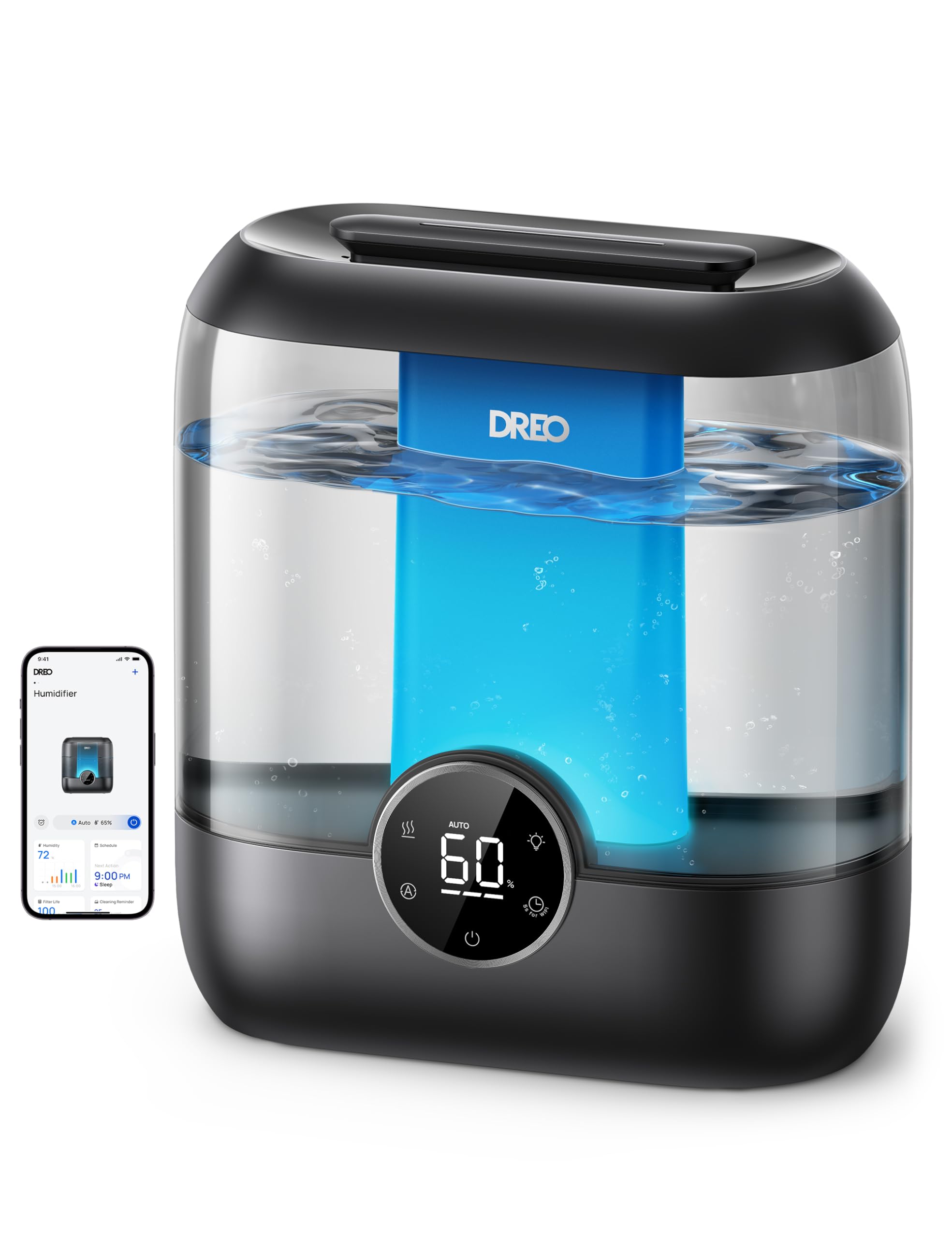 Dreo Smart Humidifiers for Bedroom, 6L Top Fill Supersized Cool Mist ...