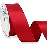 Amazon.com: Ribbli Red Satin Wired Ribbon 1.5 Inch Red Christmas Ribbon ...