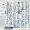 Amazon.com: GKLEASG Nautical Beach Shower Curtain, Blue Tropical Coral ...