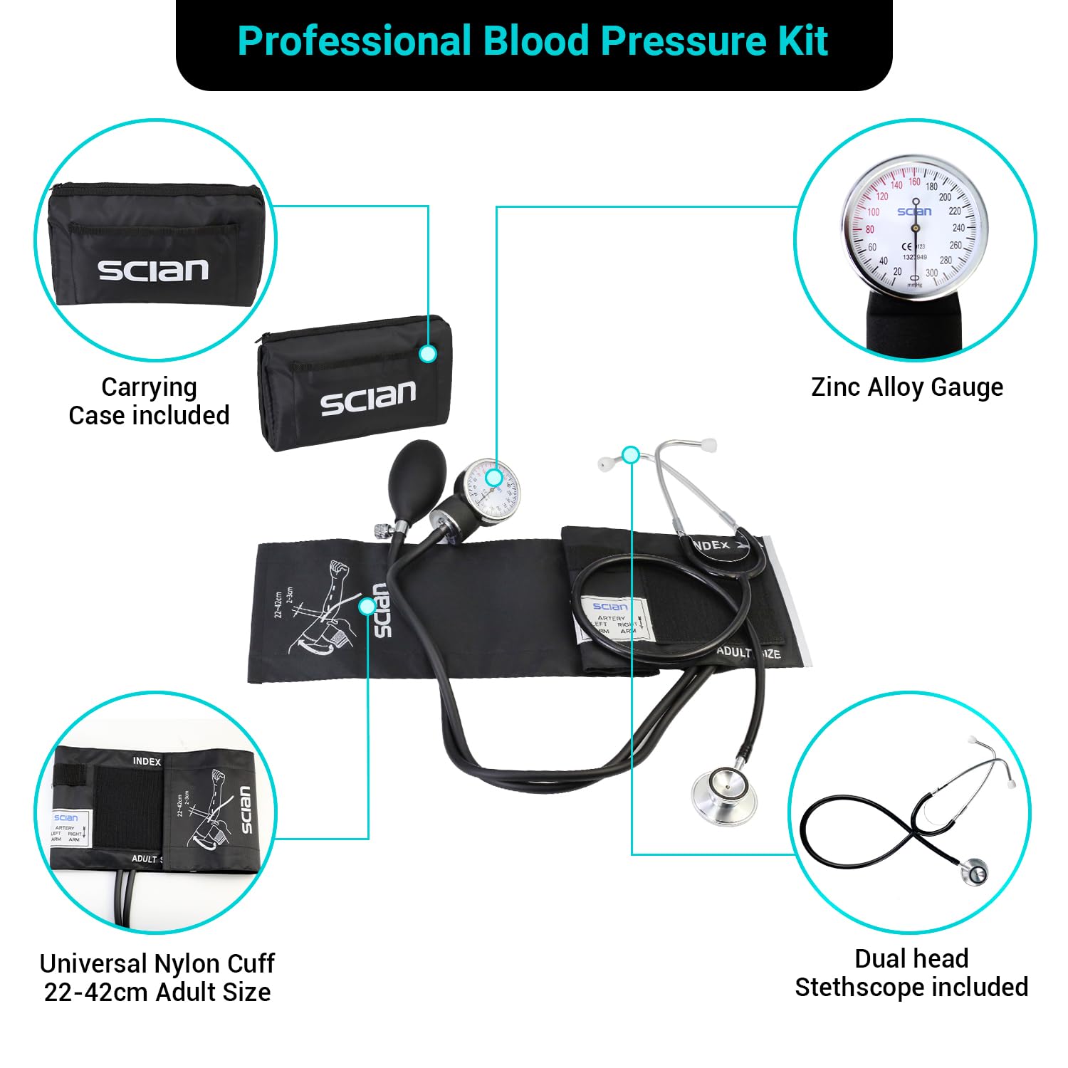 Mua Scian Aneroid Sphygmomanometer and Dual Head Stethoscope Set with ...