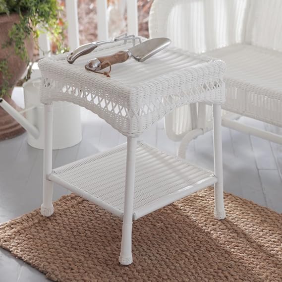 Amazon.com : Coral Coast Casco Bay Resin Wicker Side Table : Garden ...