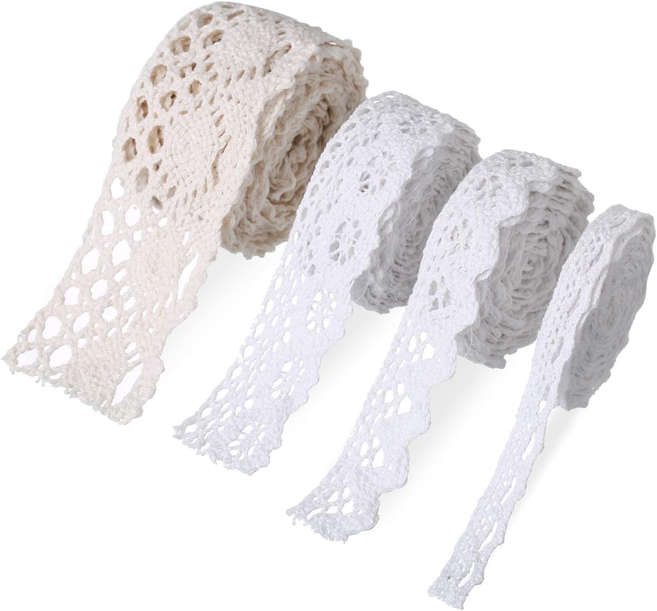 Crazy-m Vintage spitzenband Weiß 40 Meter aus Baumwolle- Beige ...