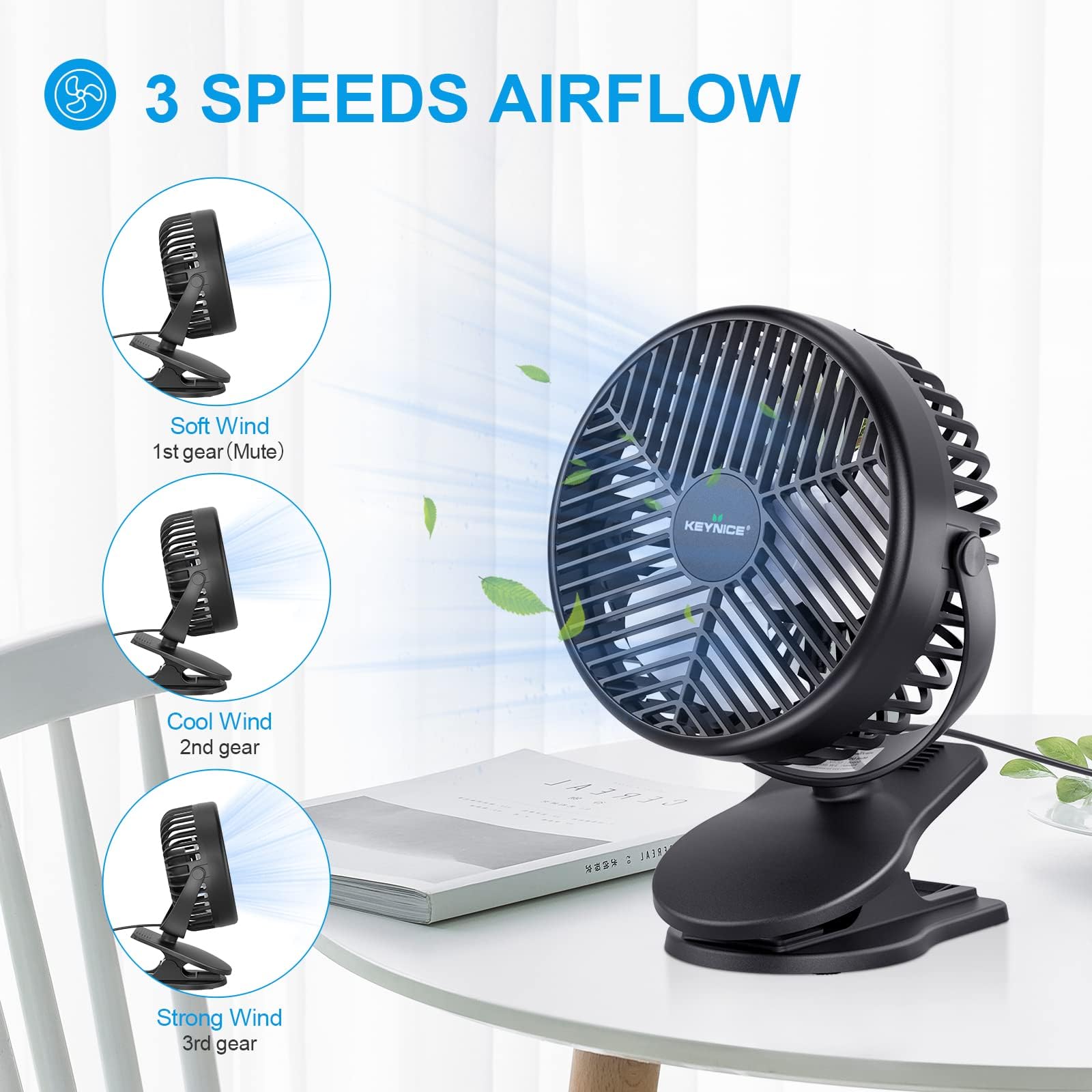 Mua USB Desk Fan, 4 Inch Small Clip Fan, 3 Speeds Personal Table Fans ...