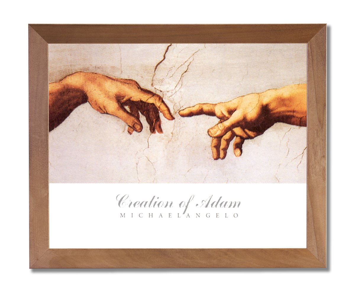 Amazon.com: Michelangelo Creation of Adam Wall Picture Honey Framed Art ...
