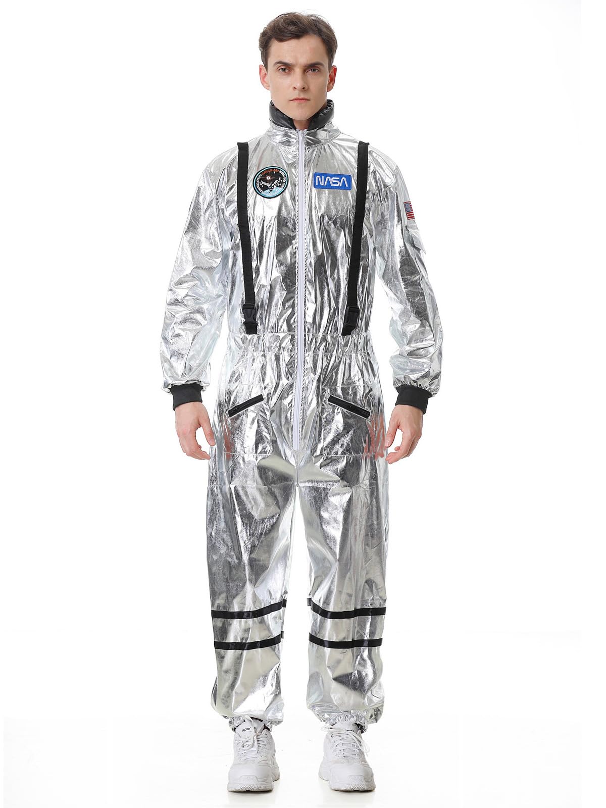 GRAJTCIN Men's Astronaut Costume Adult Space Suit Spaceman Silver ...
