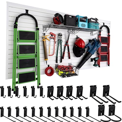 FRAYSCENT Slatwall Panel Garage Slat Wall Storage Systems with 26 ...