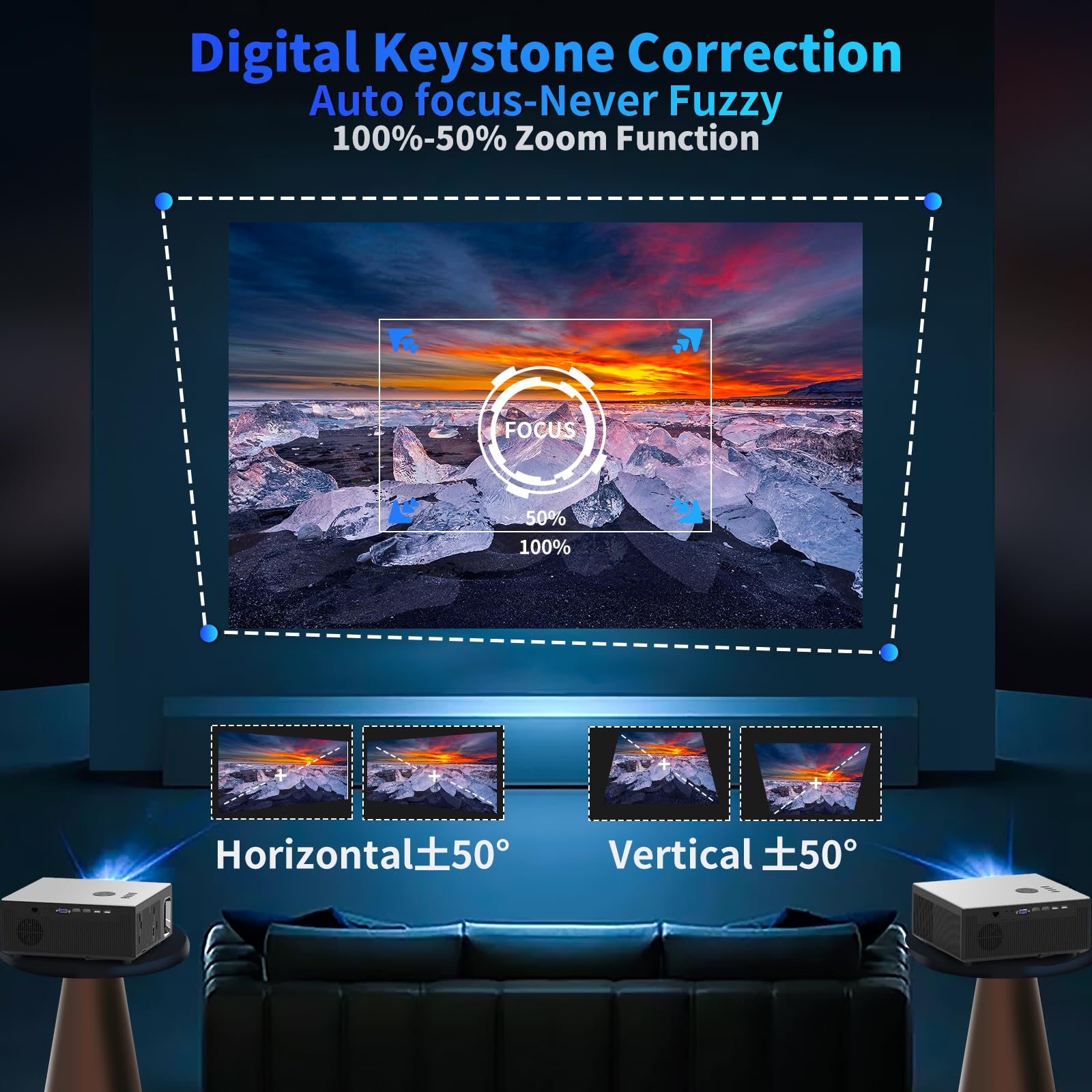 Mua [Auto Focus]4K Projector.1100ANSI Outdoor Projector 4K with Wifi ...