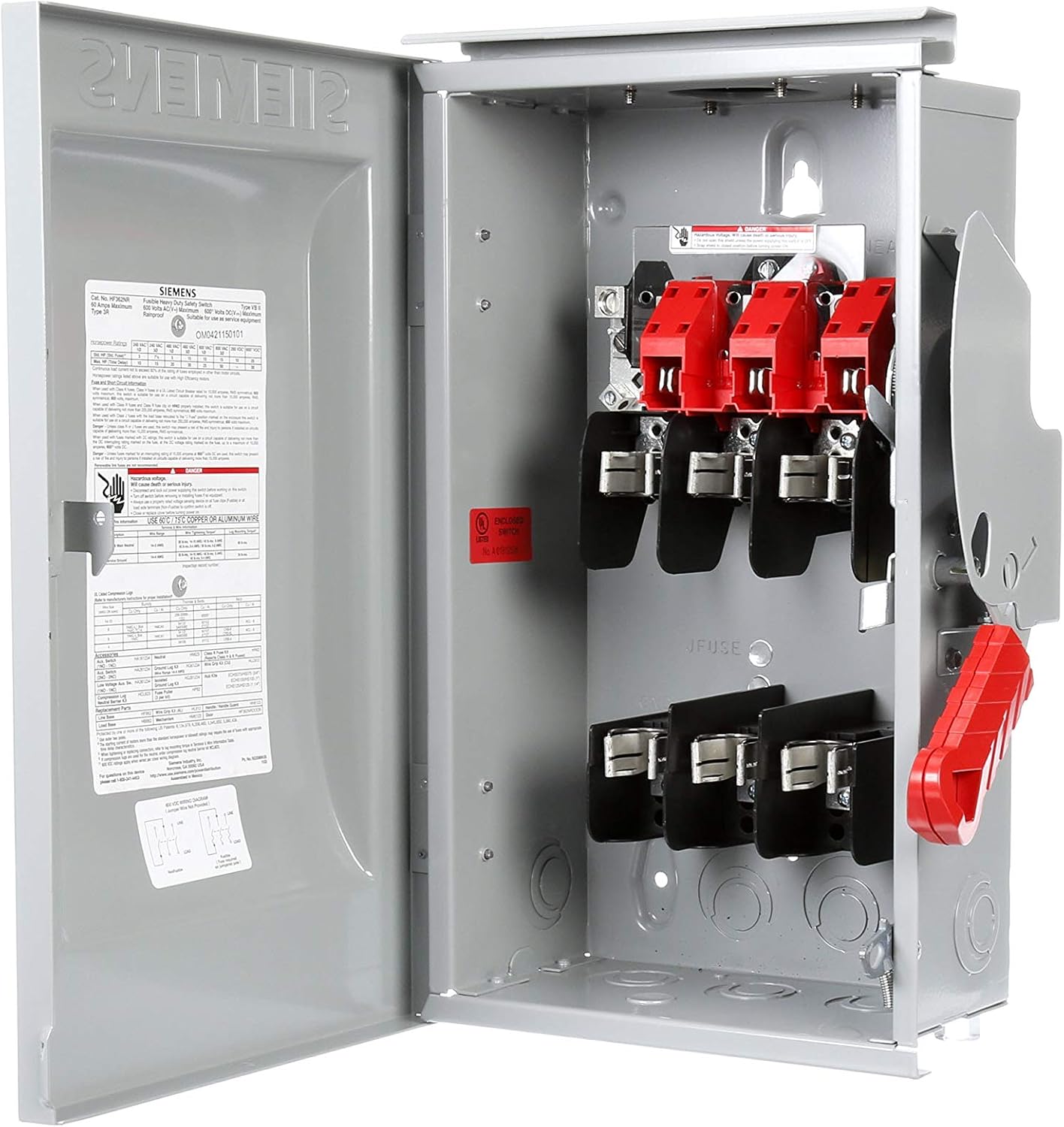 480v 3-phase 60 Amp 3-Pole Non-Fused Disconnect Switch - NEMA 3R Rated ...