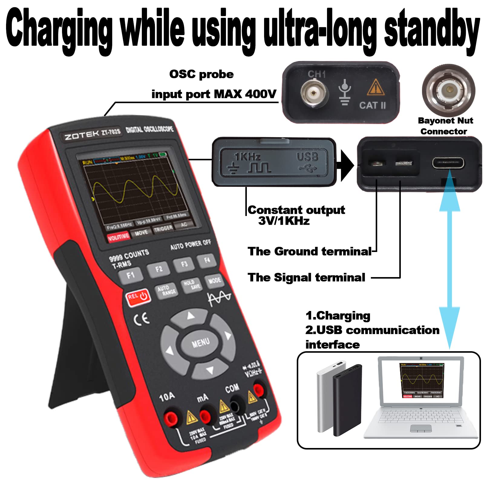 Mua ZOTEK ZT-702S 2-in-1 Oscilloscope Multimeter with 2.8 Inch IPS ...
