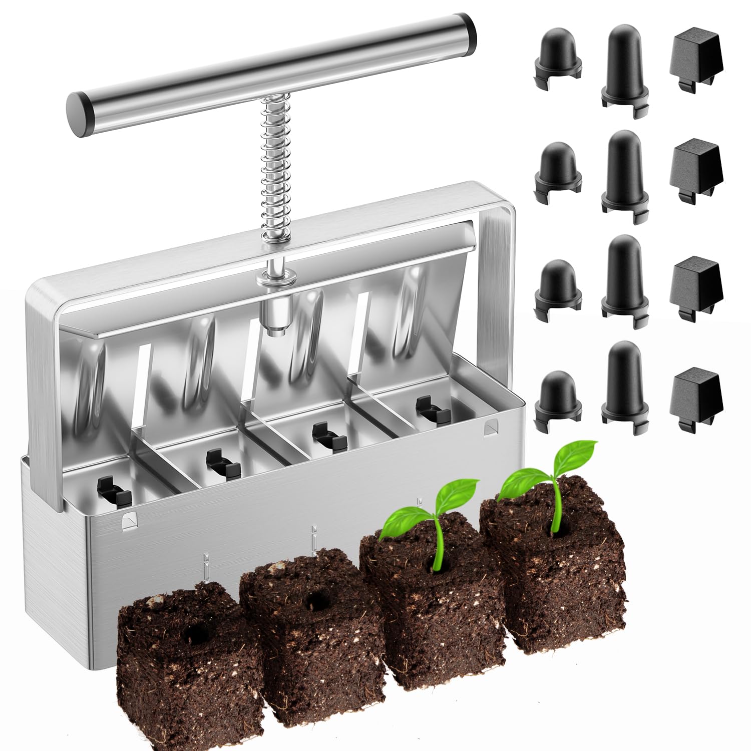 Nanovi Soil Blocker, 2 Inch Soil Block Maker with 3 Sizes Seed Pins ...