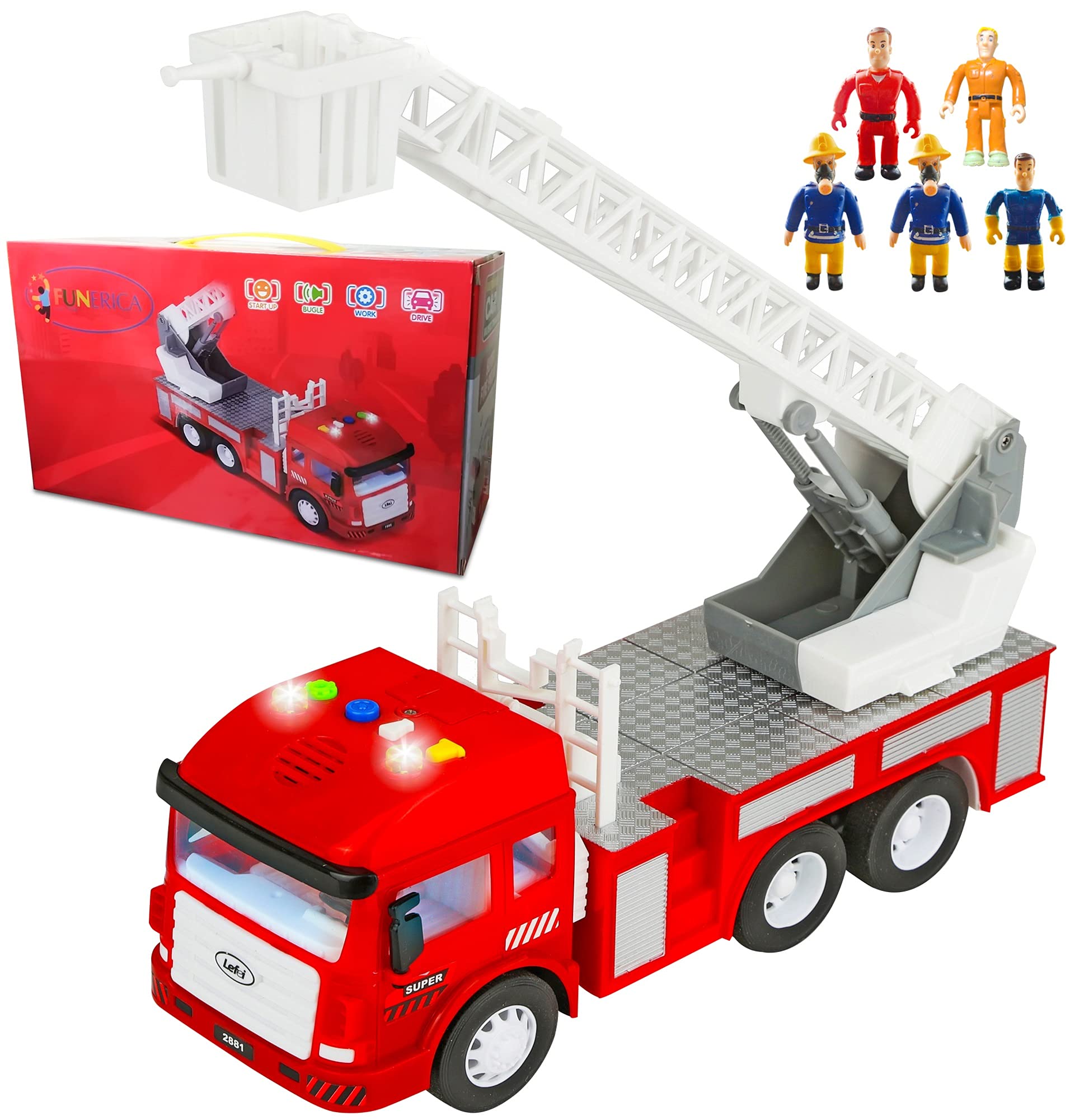 Mua Fire Truck Toy with Flashing Lights, 4 Siren Sounds, Extending ...