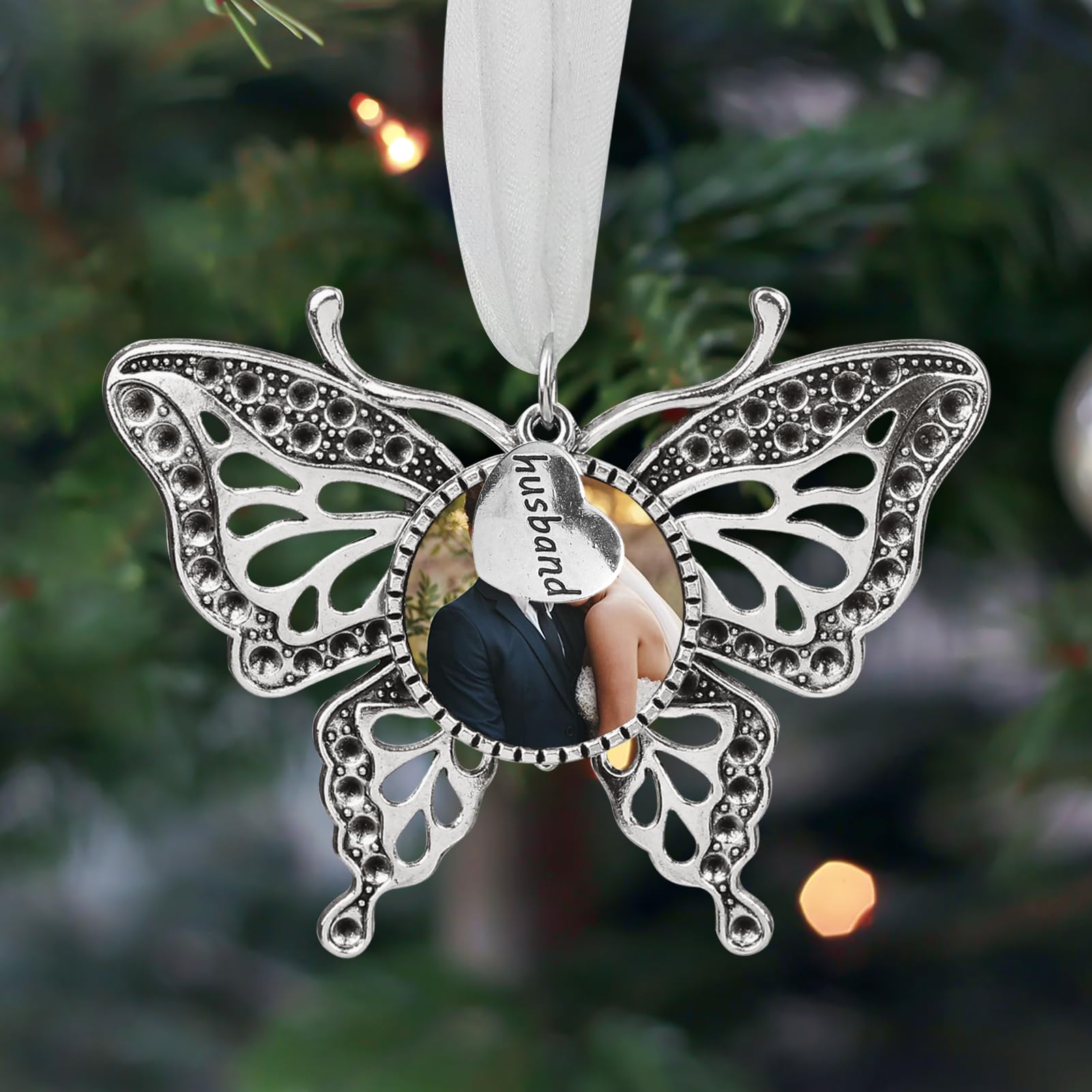 Christmas Memorial Ornaments Butterfly with Custom Photo Frame for Loss ...