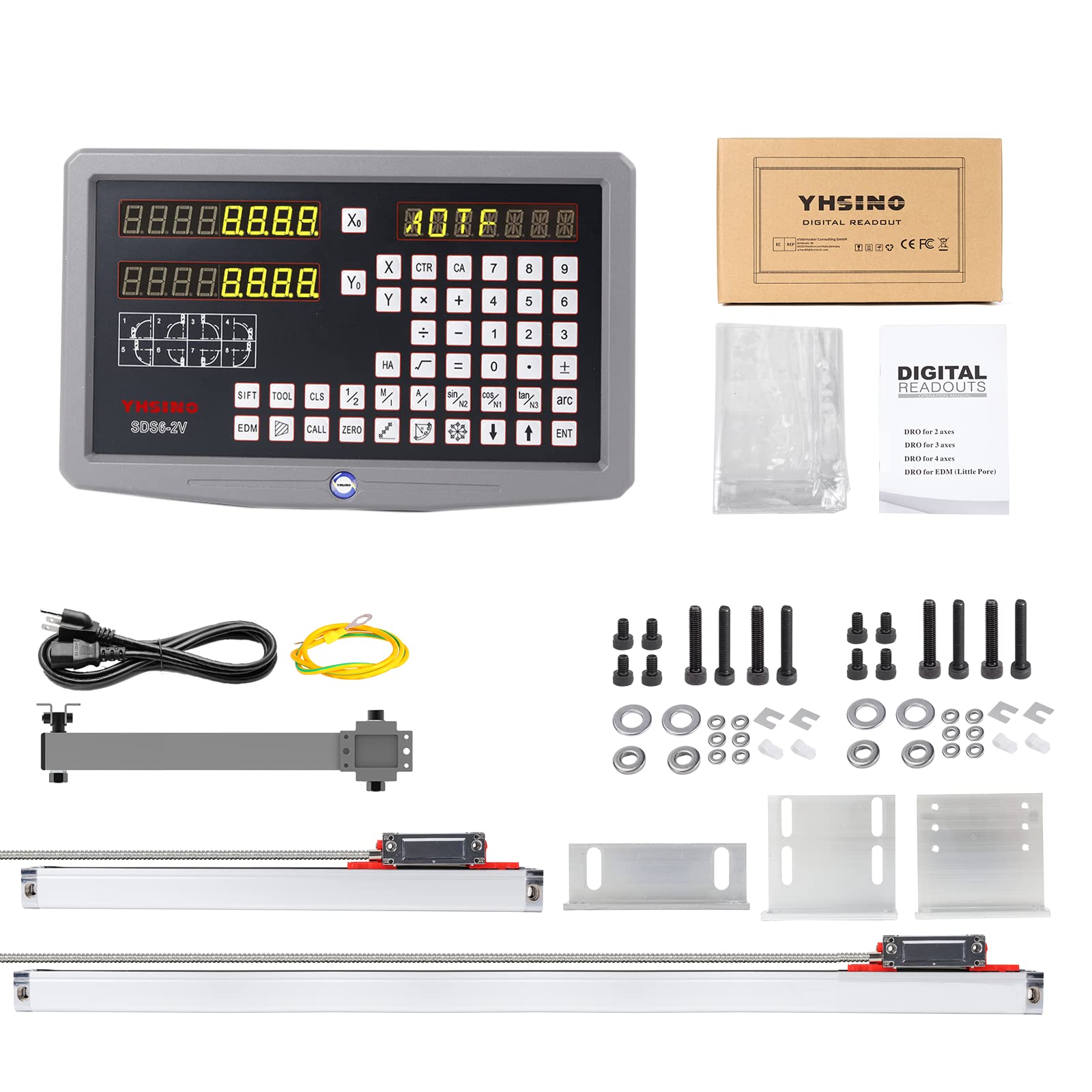 Mua YHSINO 2-axis Kit SDS6-2V Digital Readout KA300 Linear Scale Resolution 0.005mm for Lathe ...