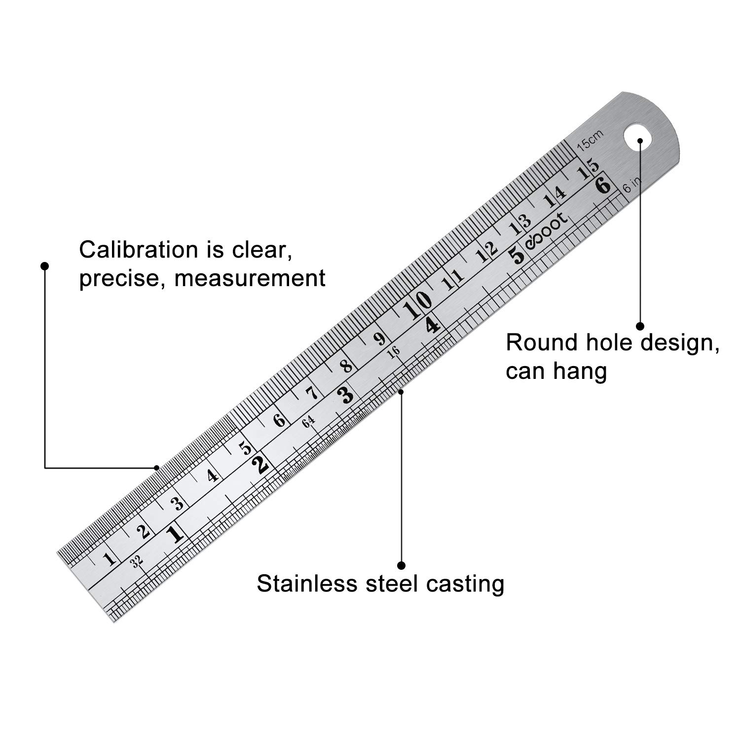 Mua Stainless Steel Ruler and Metal Rule Kit with Conversion Table ...