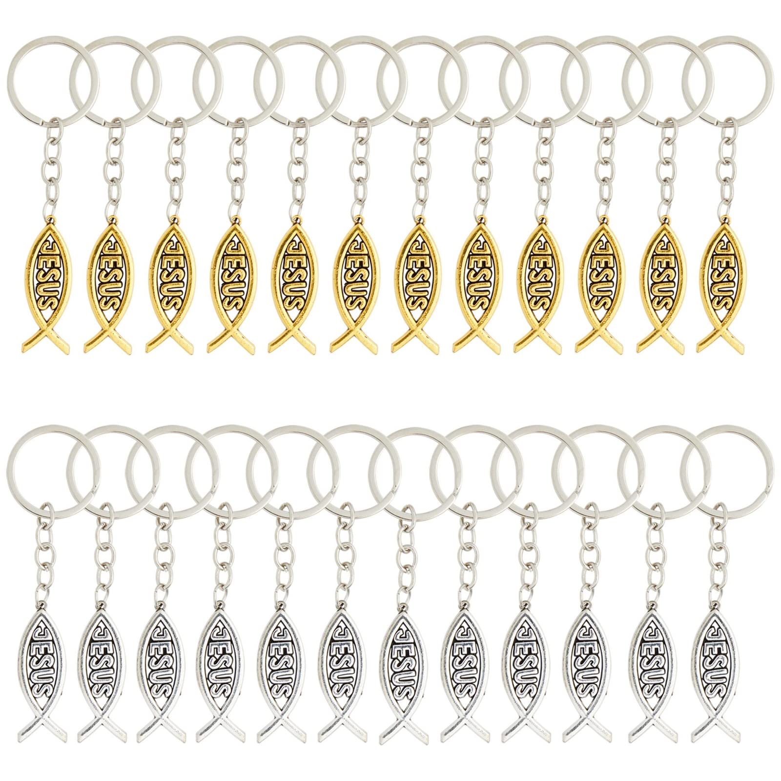 Juvale 24 Pack Metal Jesus Fish Keychains, Christian Religious Gifts ...