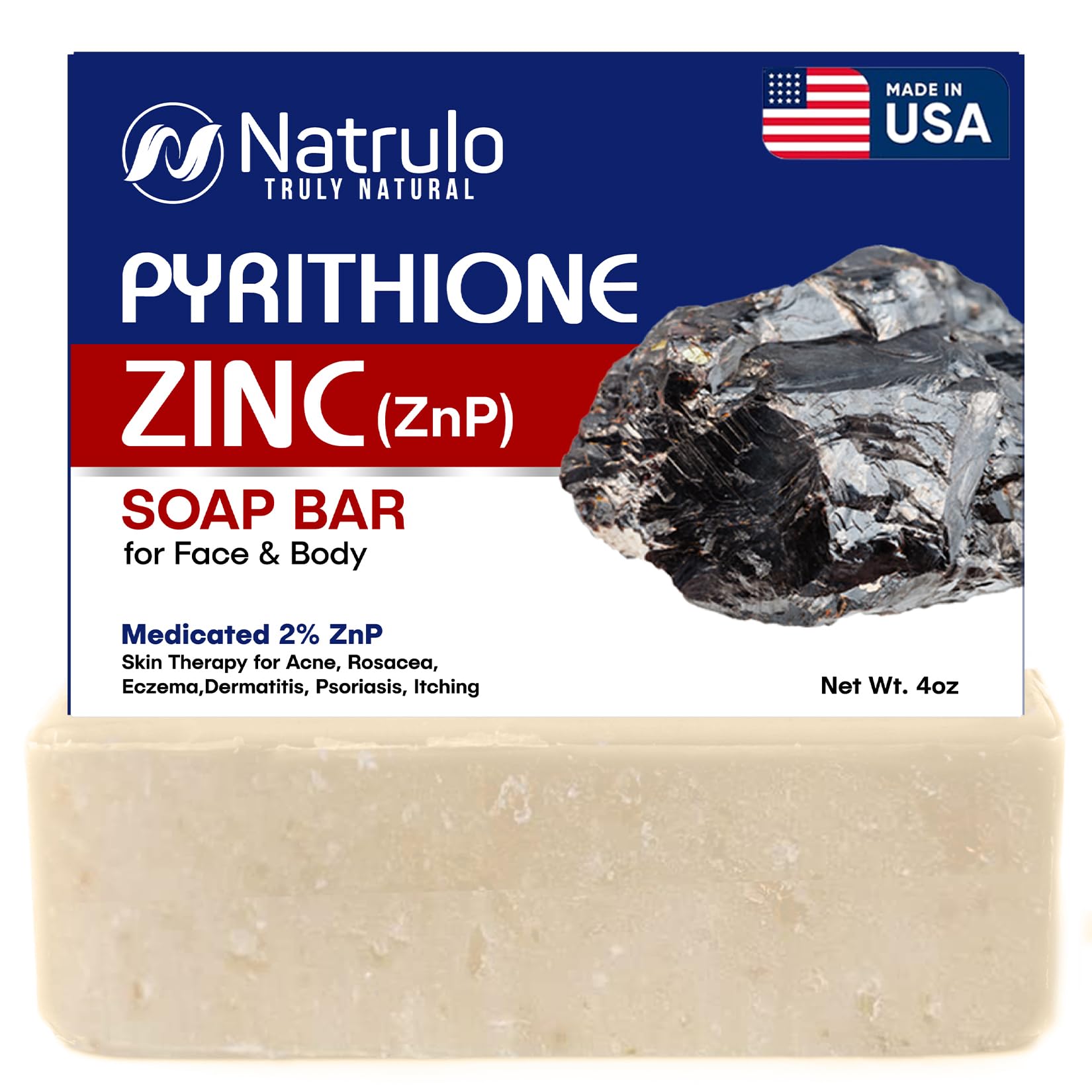 Mua Pyrithione Zinc Soap Bar for Face & Body, 4oz | 2% ZnP Bar Soap ...