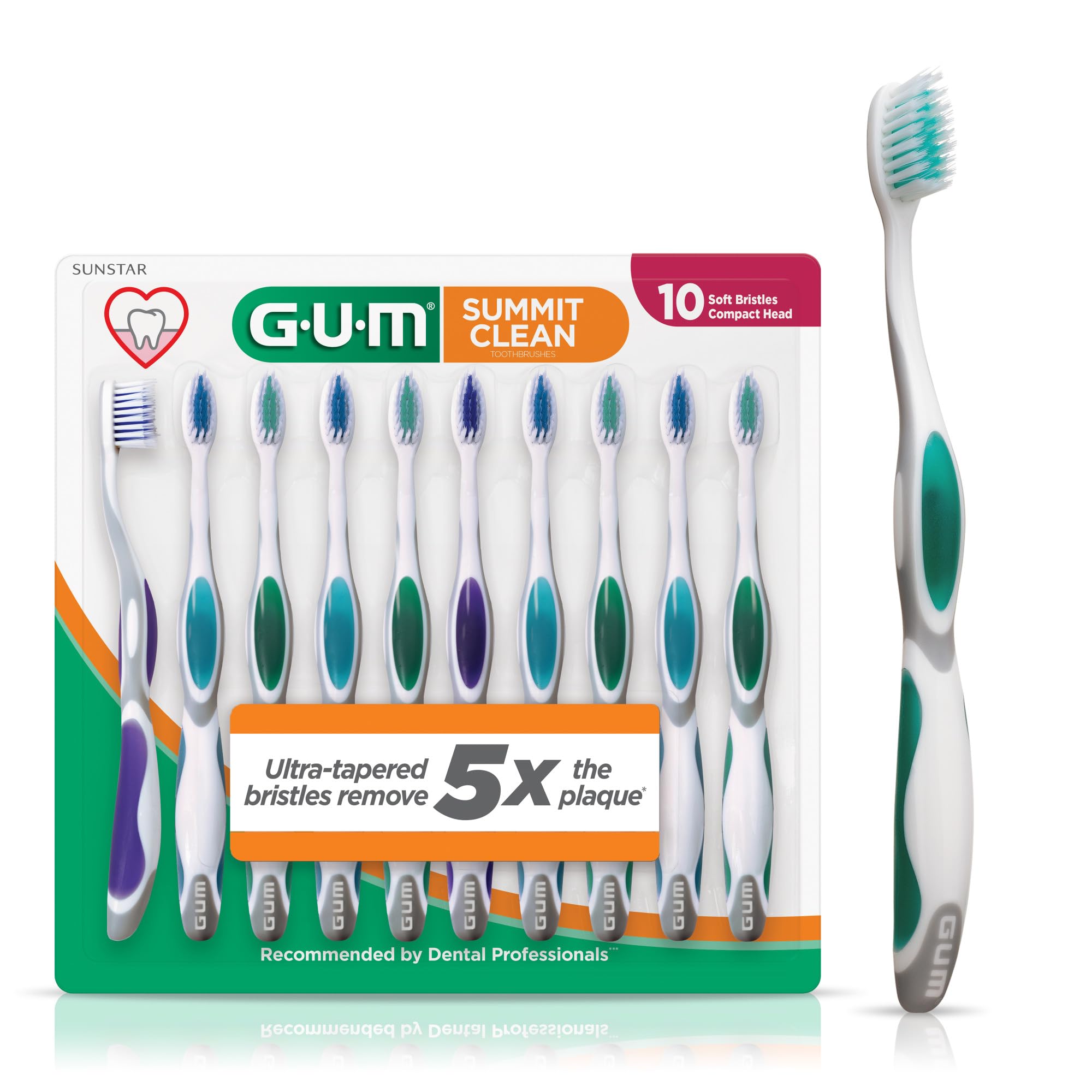 GUM Summit+ Soft Toothbrush, Ultra Fine Tapered Bristles for More Effe ...