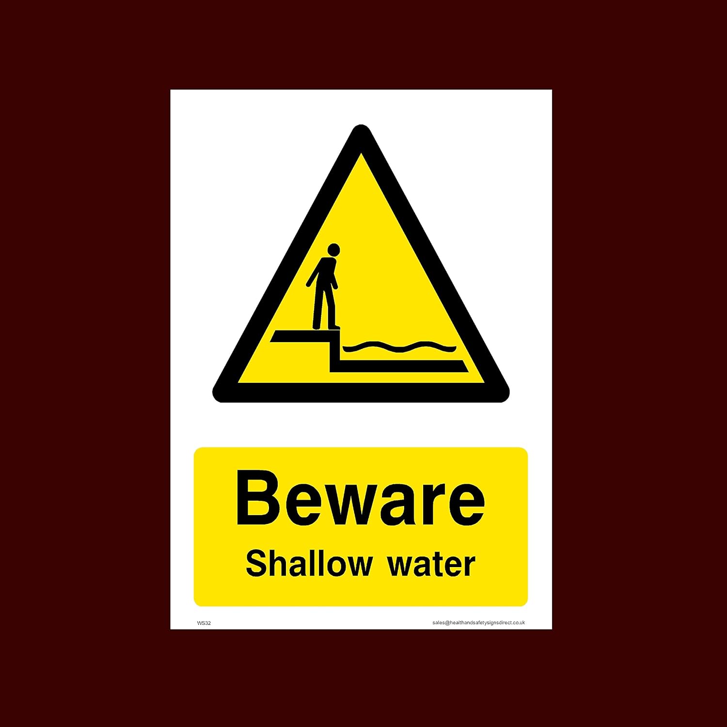 Beware Shallow Water Sticker/Self Adhesive Sign (WS32) - No Swimming ...