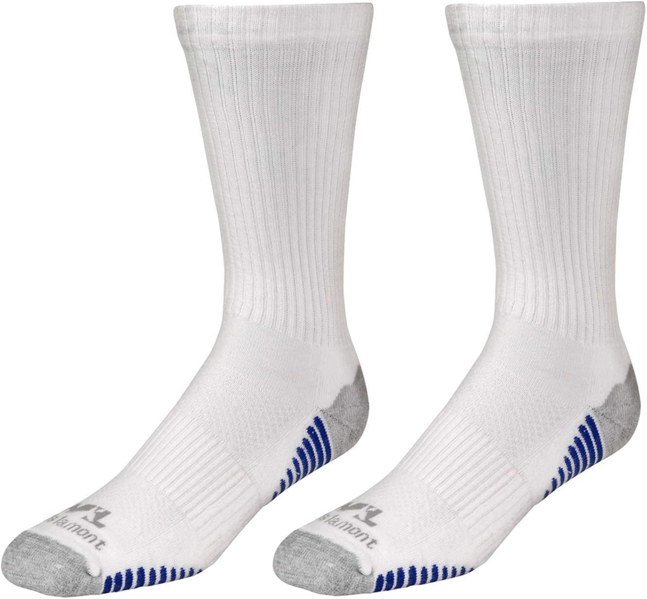 Men's White/Blue Performance Crew Work Socks, All Day Comfort, 2-Pair ...