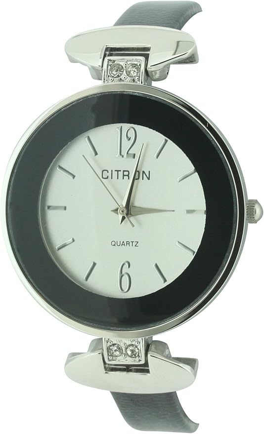 Citron Ladies Quartz Watch CB701/B with White Dial and Black Strap ...