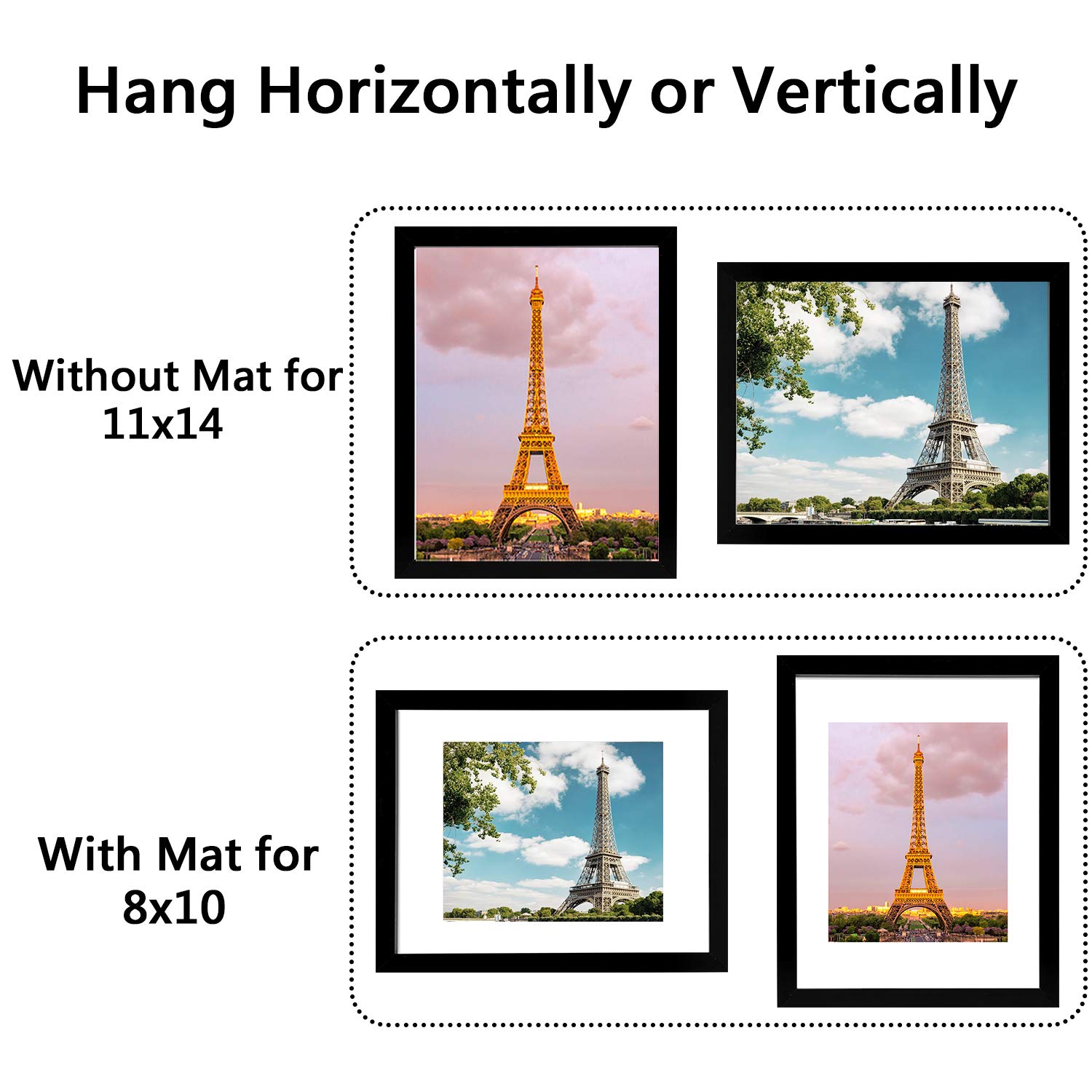 upsimples 11x14 Picture Frame Set of 3,Made of High Definition Glass ...