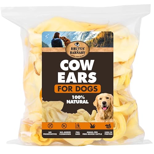 BRUTUS & BARNABY Cow Ears for Dogs – Whole Ears 12 ct, Thick Cut, Grass ...