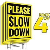 Amazon.com : Voss Signs Yellow Plastic Reflective Sign 12" Slow Down ...