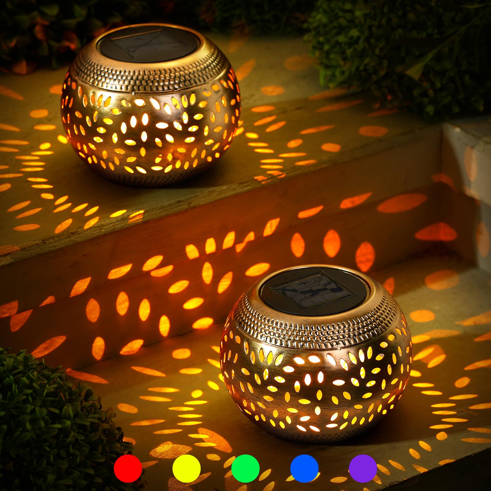 Reginary 2 Pcs Solar Table Lantern Outdoor Waterproof Dancing Flashing ...