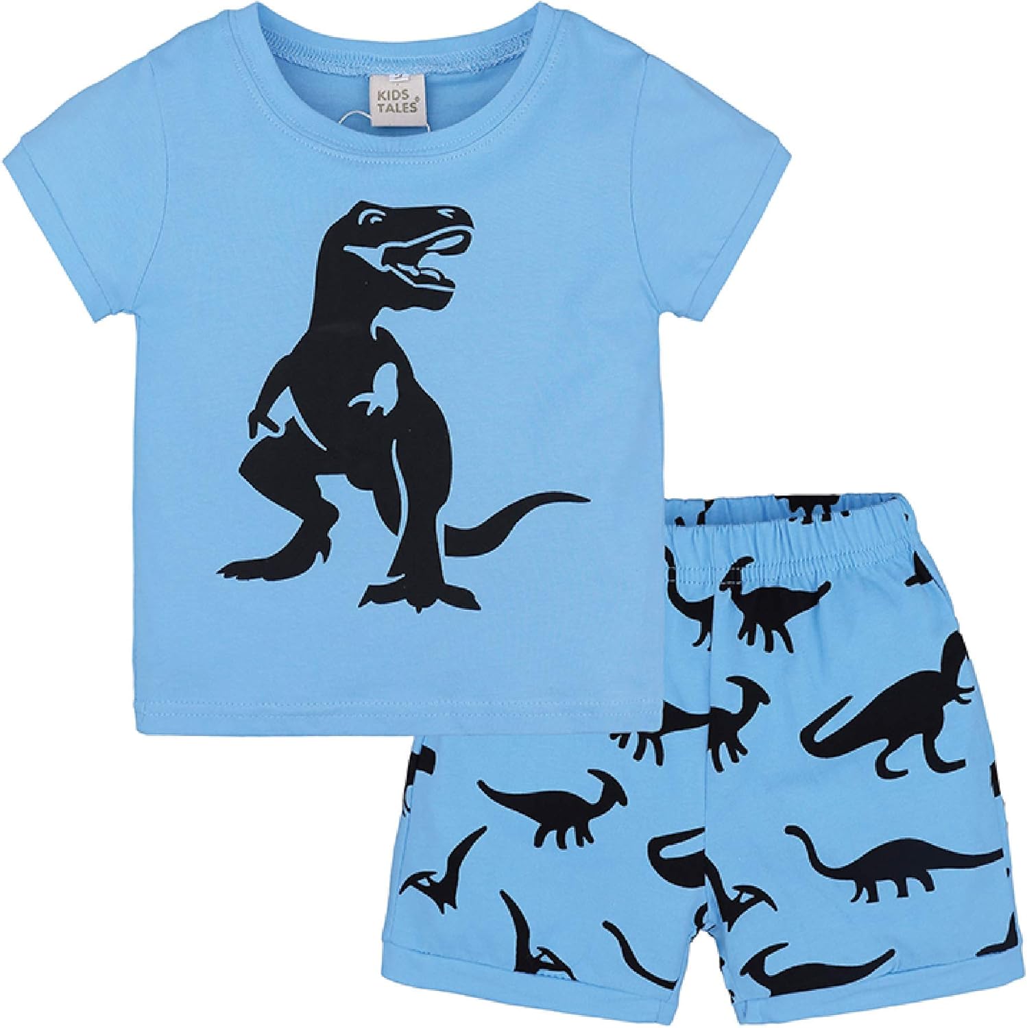 Little Boys Dinosaur Pajamas 2 Pieces Summer Blue Dino Print Pjs Sleepwear Cotton Short Sleeve ...