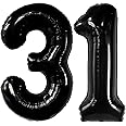 Amazon.com: Giant, Black 31 Balloons Numbers Foil - 40 Inch | Huge ...