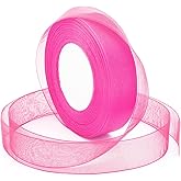 Amazon.com: Hiswan 1.5 inch Sheer Organza Ribbon Hot Pink Chiffon ...