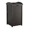 Suncast 33 Gallon Durable Plastic Hideaway Outdoor Garbage Can with ...